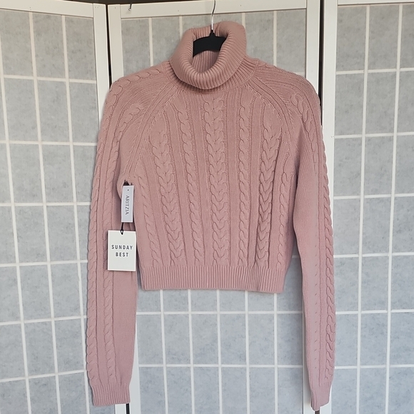 Sunday Best | Sweaters | Sunday Best Blush Cable Knit Turtleneck ...